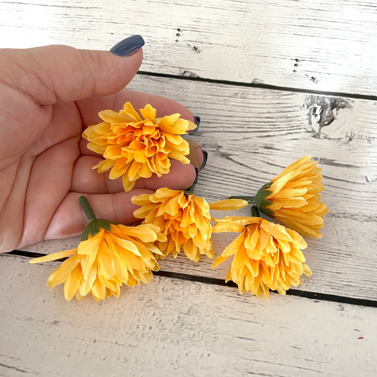 5 Harvest Yellow Baby Mums - Artificial Flowers, Silk Flower Heads - Etsy