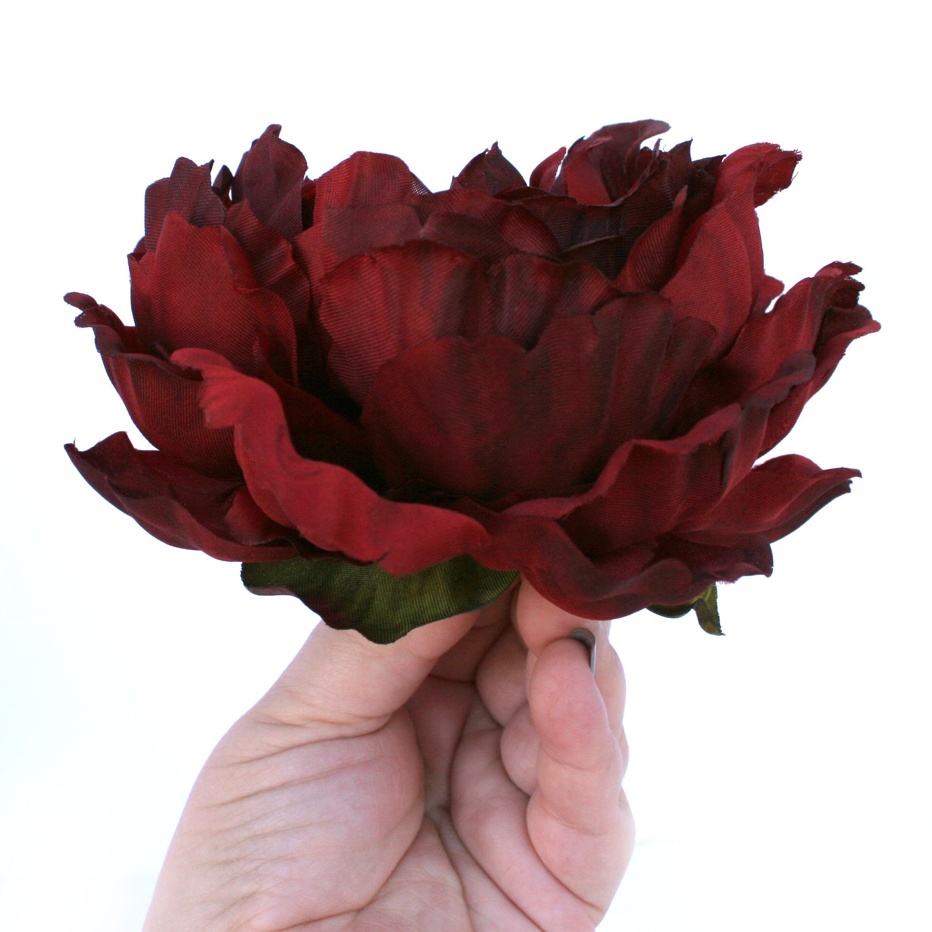 ENORMOUS Deep Red Silk Peony - Artificial Flowers, Silk Flowers - PRE ...