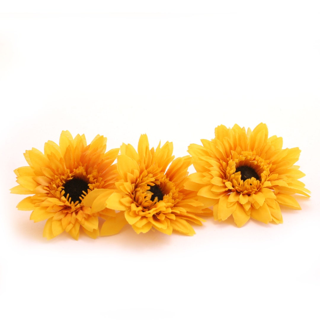 3 Small Yellow Spider Daisy Flower Heads - Artificial Flower, Silk ...