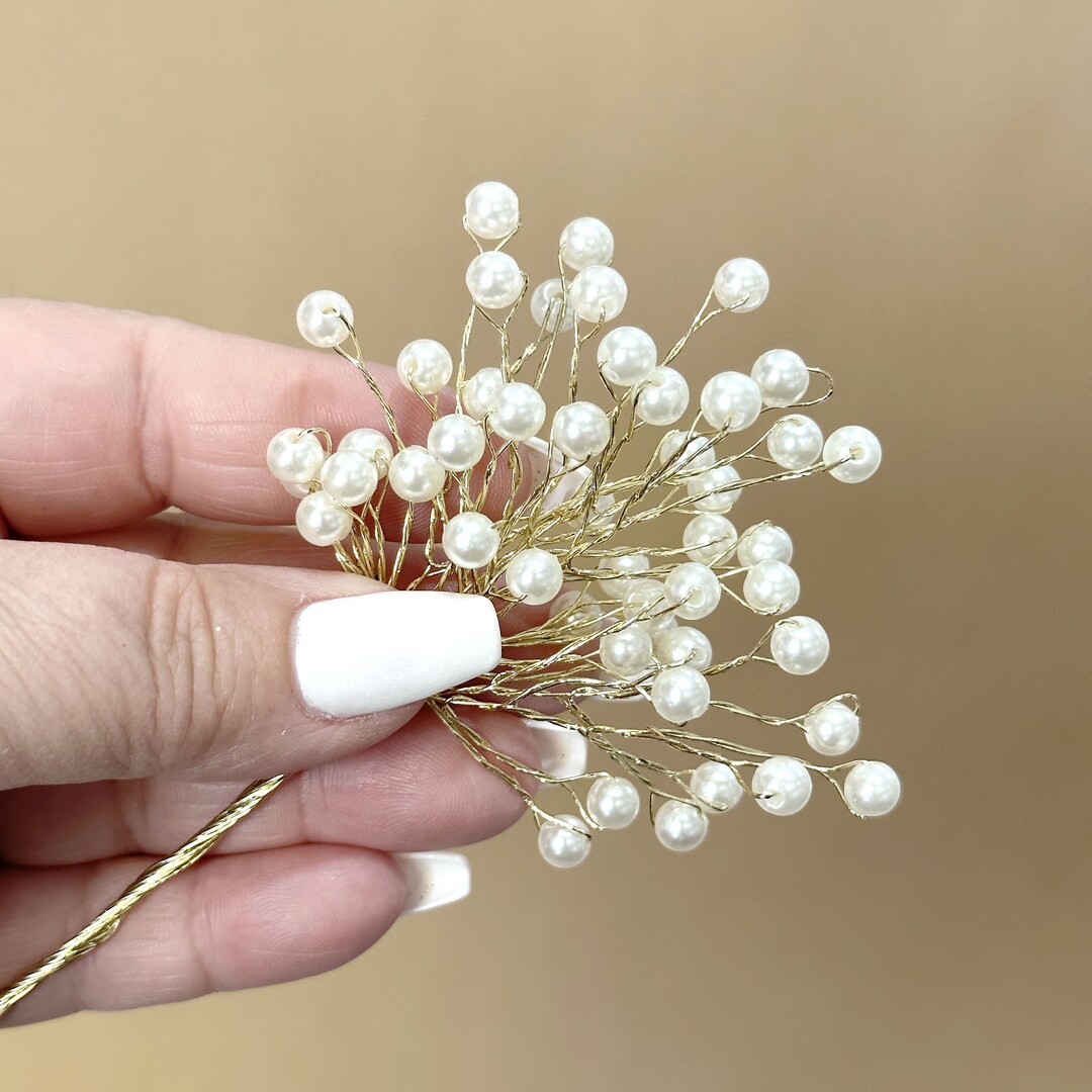 Gold Faceted Small Pearl Pick - Wedding Floral, Holiday Floral - Etsy