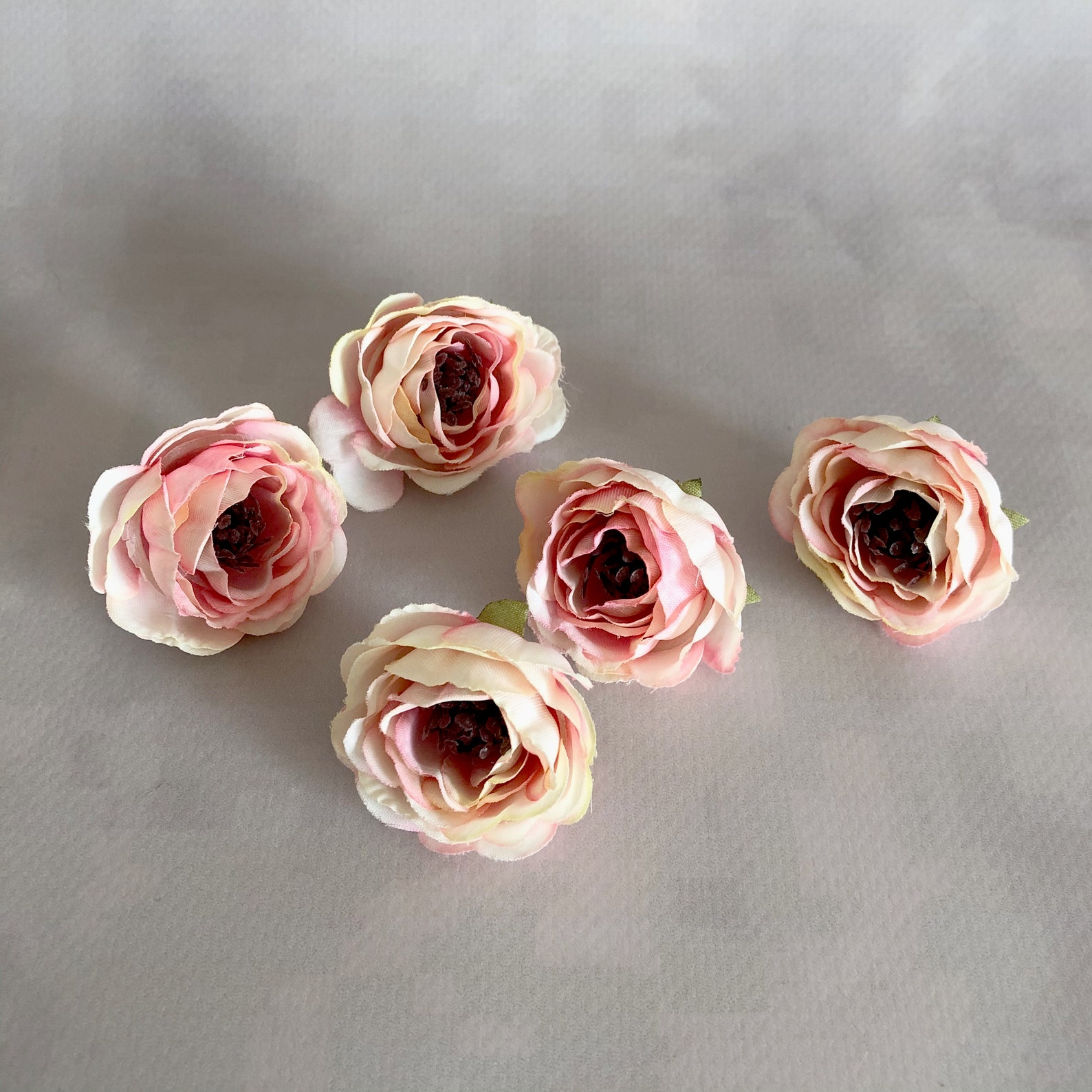 5 Small CREAMY PINK Vintage Inspired Ruffle Ranunculus - Etsy