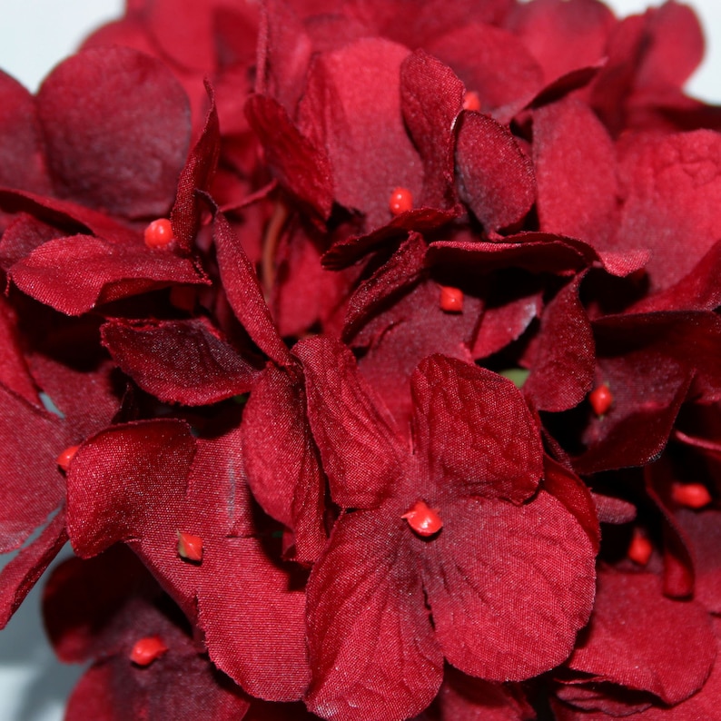 Deep Rich Red Hydrangea Bunch Full Head Artificial | Etsy