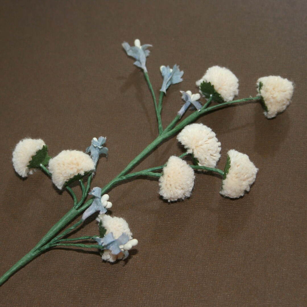 8 Cream Pom Pom Mums on a Stem Artificial Flower Heads Silk - Etsy