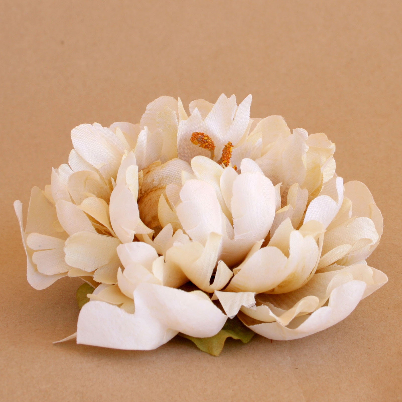 Ivory Peony with Light Brown Center Artificial Silk Flower | Etsy