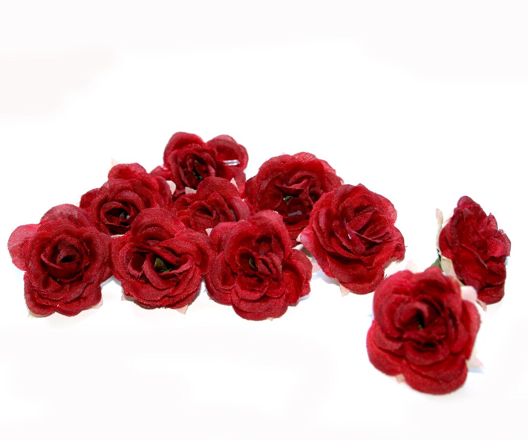9 Red Tea Roses - Artificial Flowers, Silk Flower Heads - PRE-ORDER - Etsy