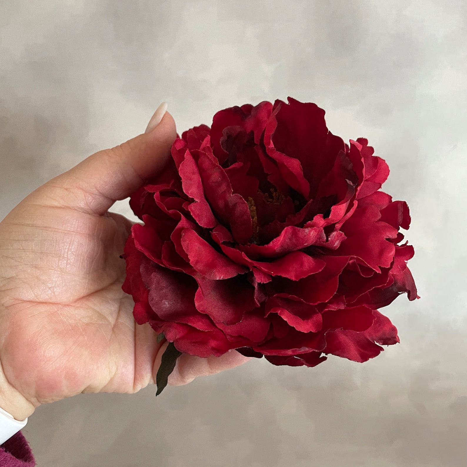 Deep Red Peony - Very Full - Artificial Flower Head, Silk Flower - PRE ...