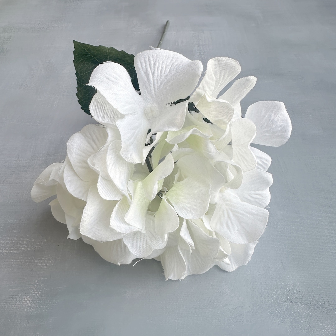 Small White Hydrangea Head With Short Stem - Artificial Flowers ...