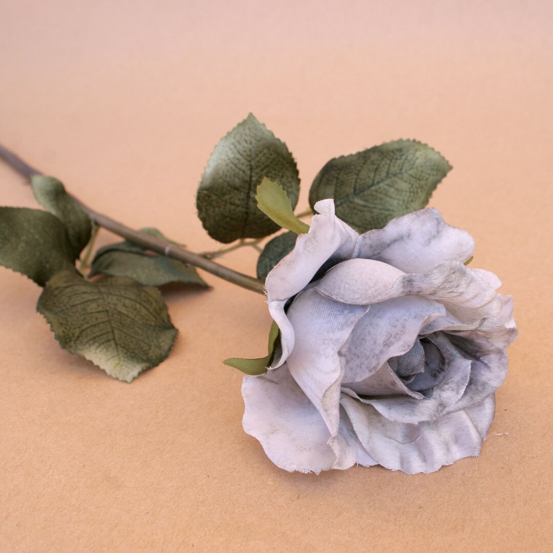 Long Stem Light Grey French Rose - Artificial Flowers, Silk Roses - PRE ...