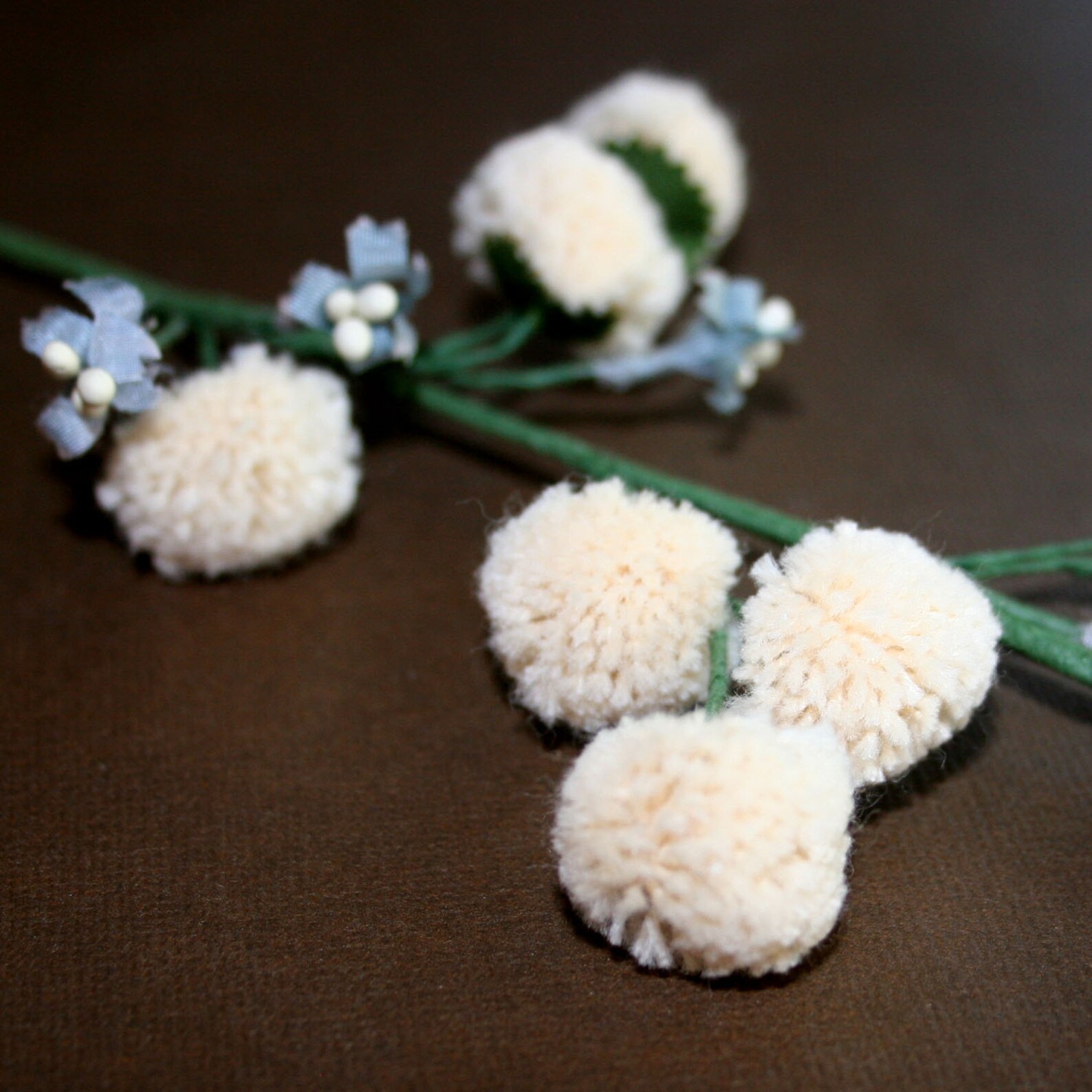 8 Cream Pom Pom Mums on a Stem Artificial Flower Heads Silk - Etsy