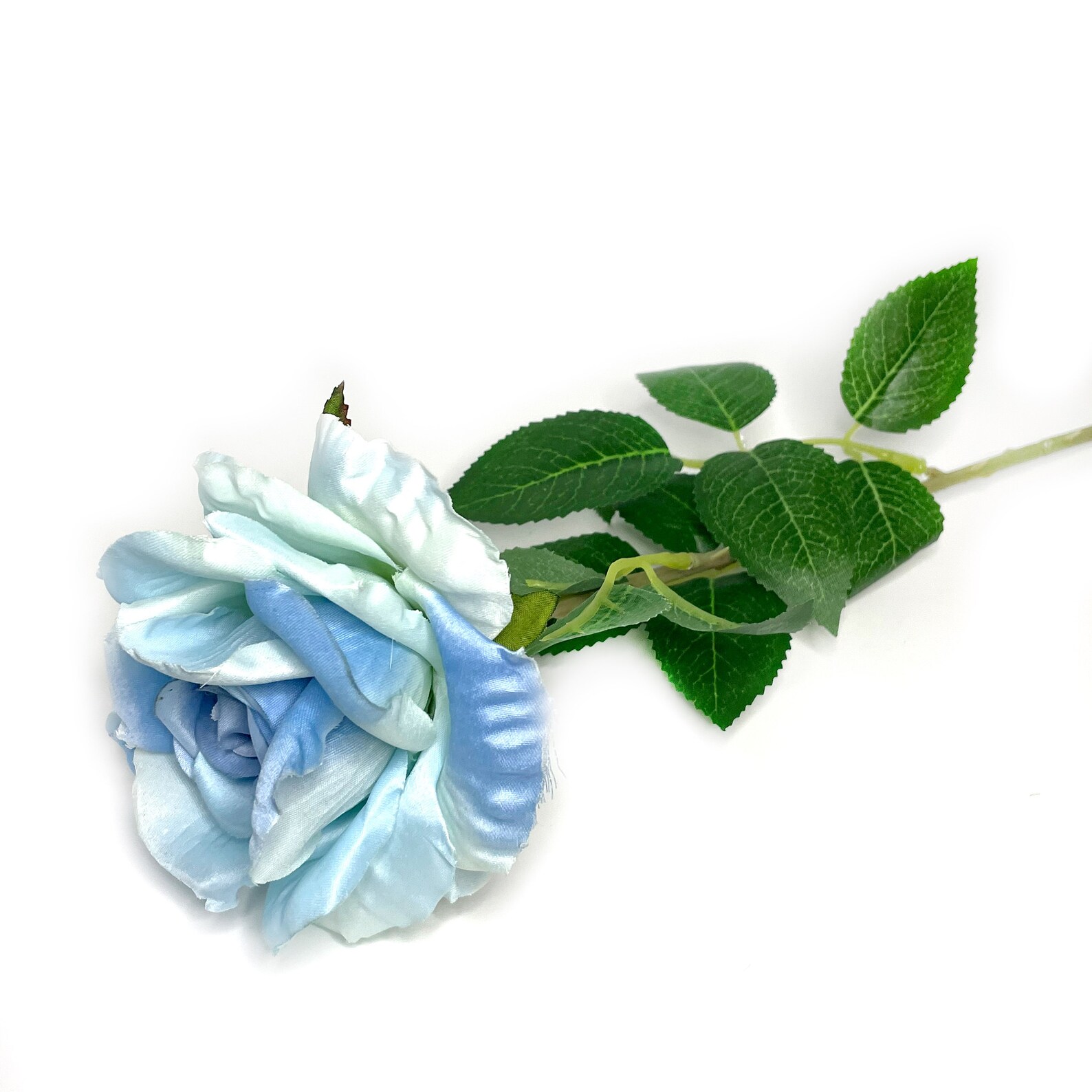 Light Blue Rose With Curled Petals Artificial Flower Silk - Etsy