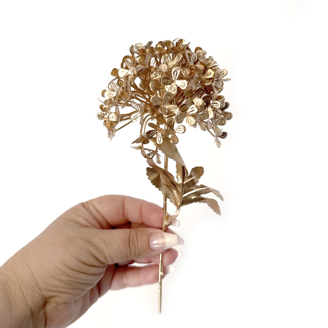 Metallic Gold Dwarf Hydrangea Pick - Artificial Flowers, Blossoms - Etsy
