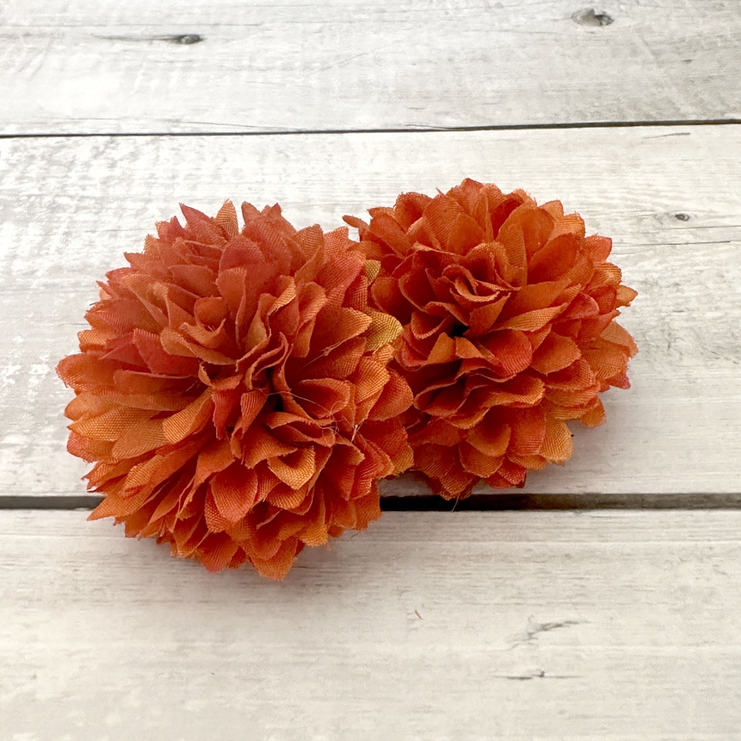 2 Orange Ball Mums - Artificial Flowers, Silk Flower Heads - Etsy