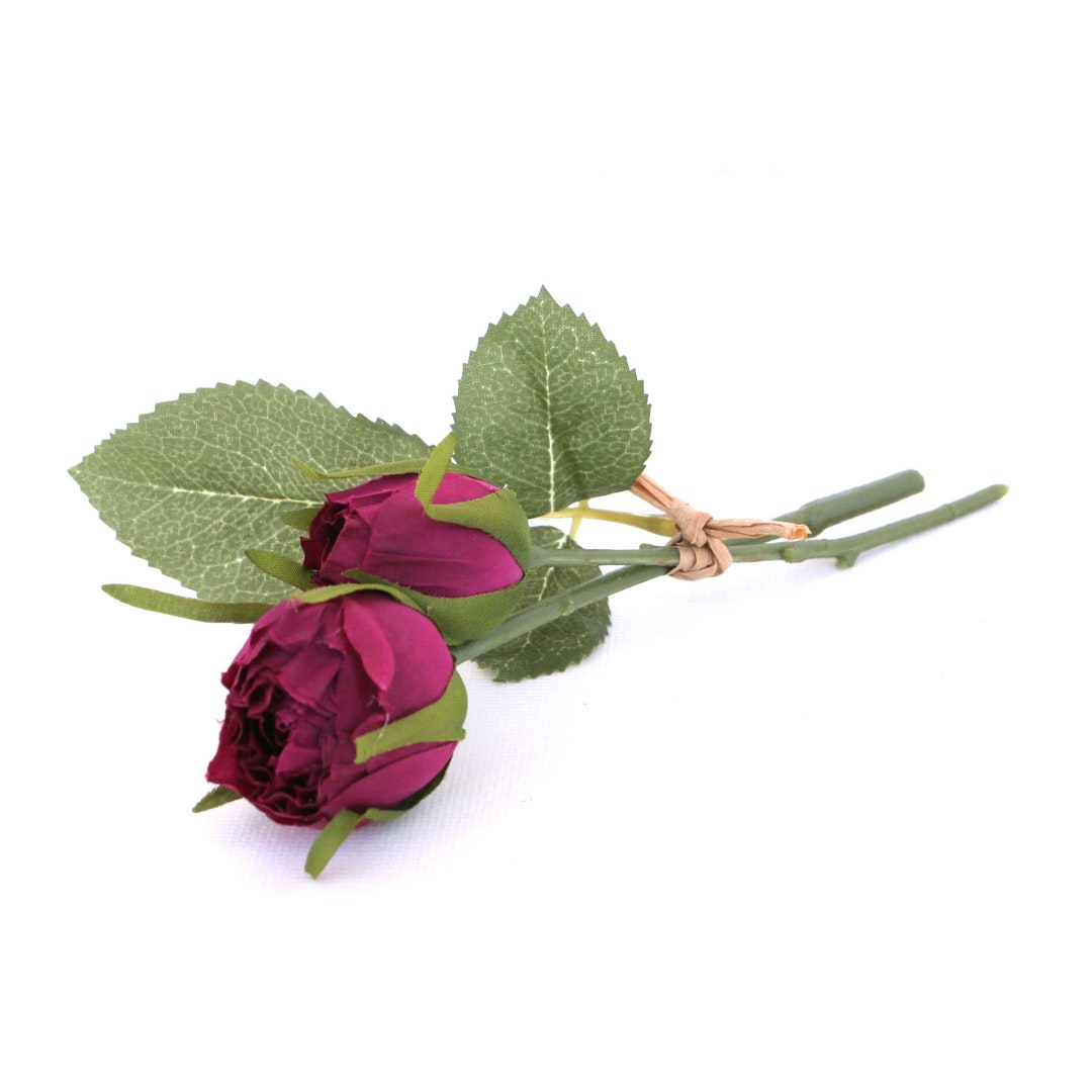 2 Violet Plum Rose Buds - Barely Blooming - Artificial Flowers, Silk ...