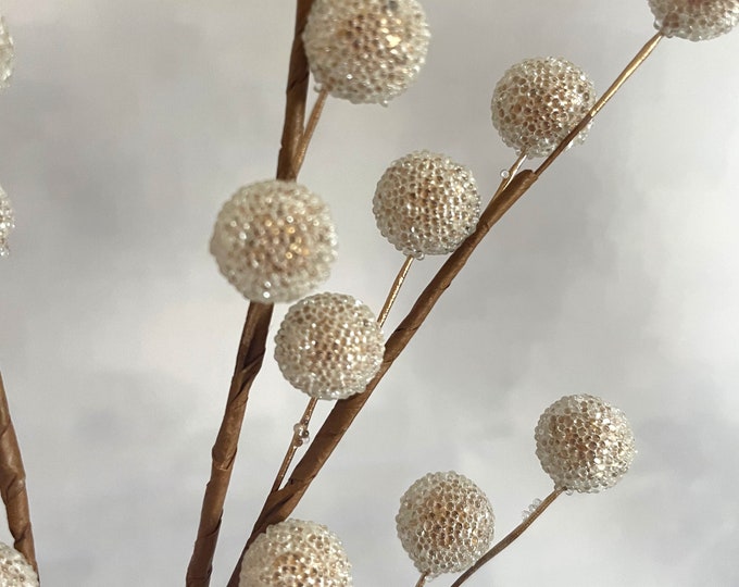 Frosted Champagne Gold Berry Spray - Holiday Floral, Christmas Floral ...