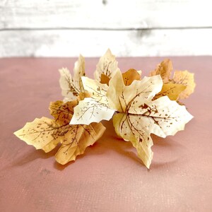 Brown and Cream Maple Leaf Pick - Artificial Leaves 7 Leaves, 3 Inch ...