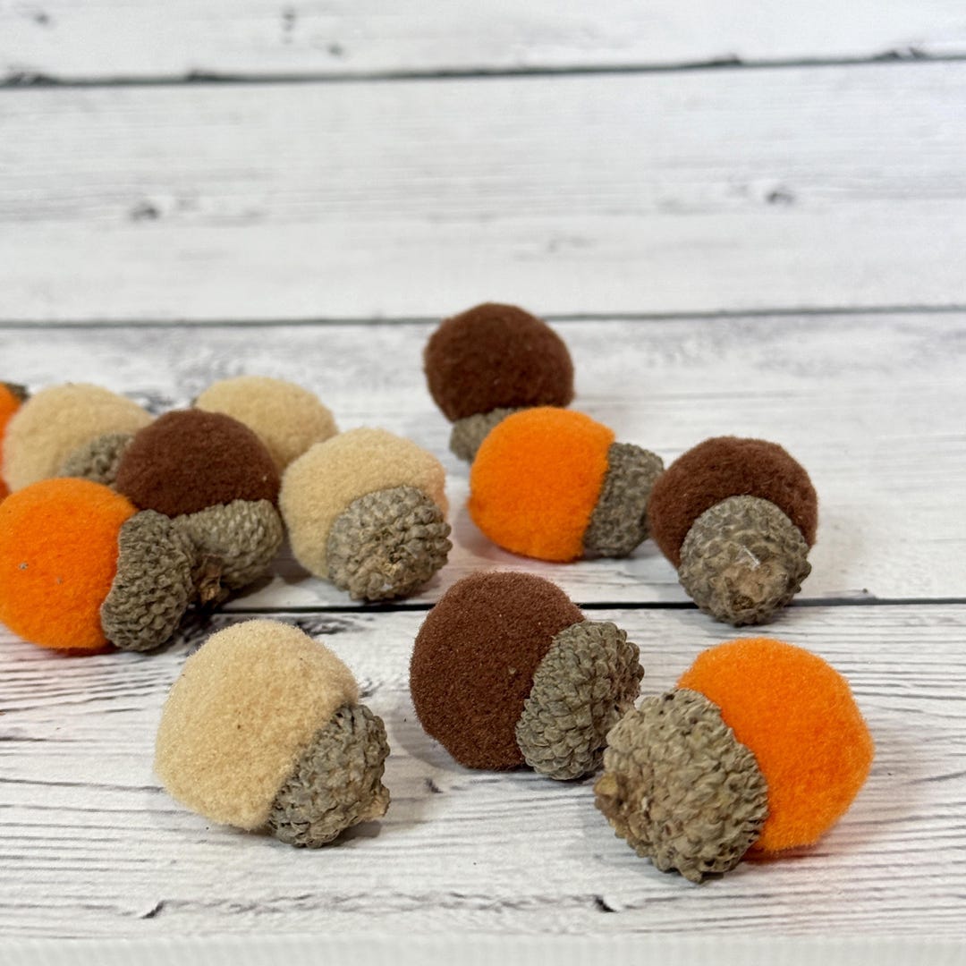 12 Autumn Pom Pom Acorns - Artificial Floral Accents - Etsy