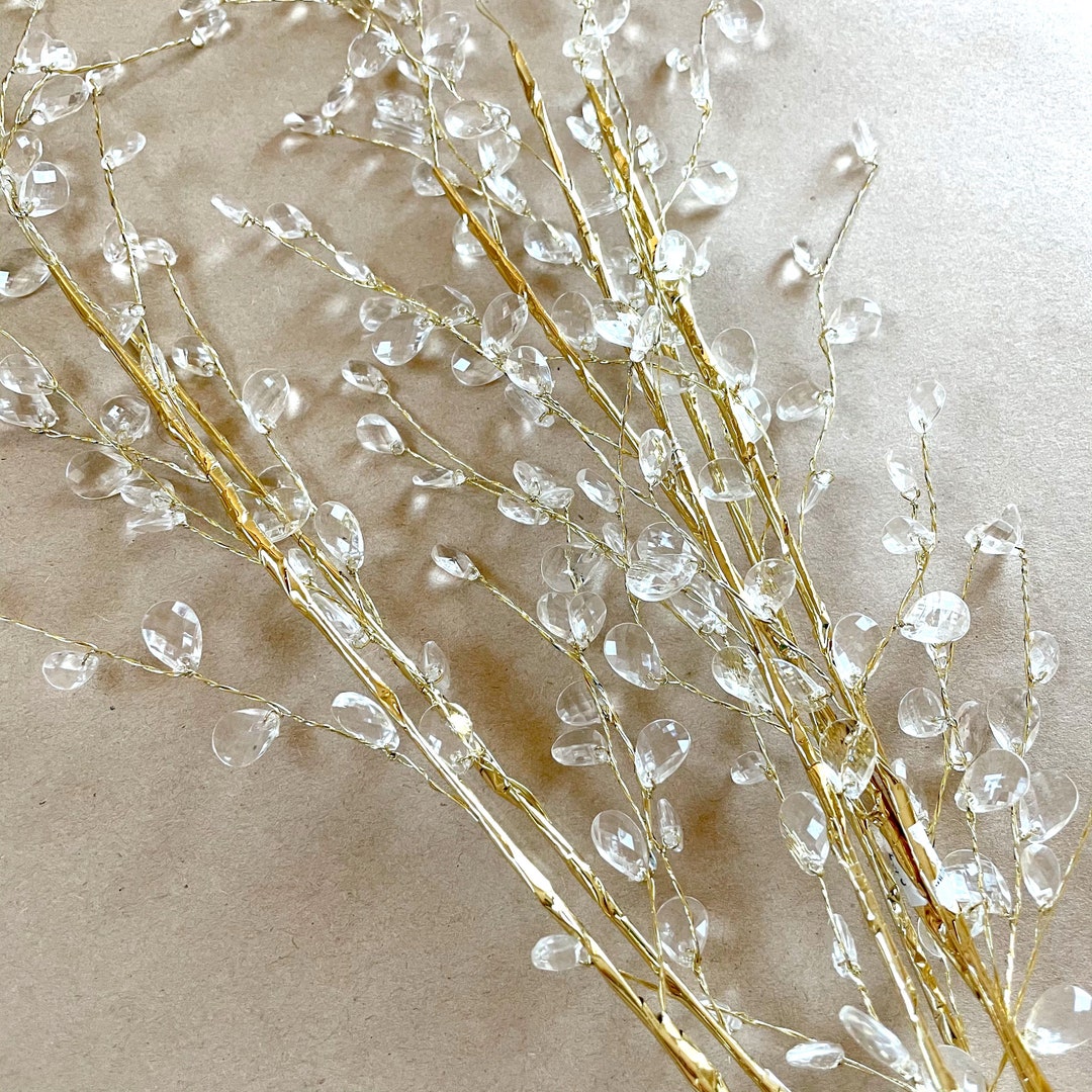 Gold Faceted Crystal Berry Spray - Wedding Floral, Holiday Floral ...