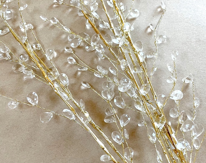 Gold Faceted Crystal Berry Spray - Wedding Floral, Holiday Floral ...