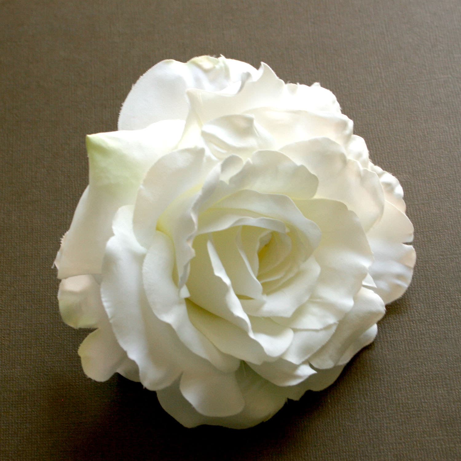 1 Large White Georgia Rose - Light Green Accents - Artificial Flower ...
