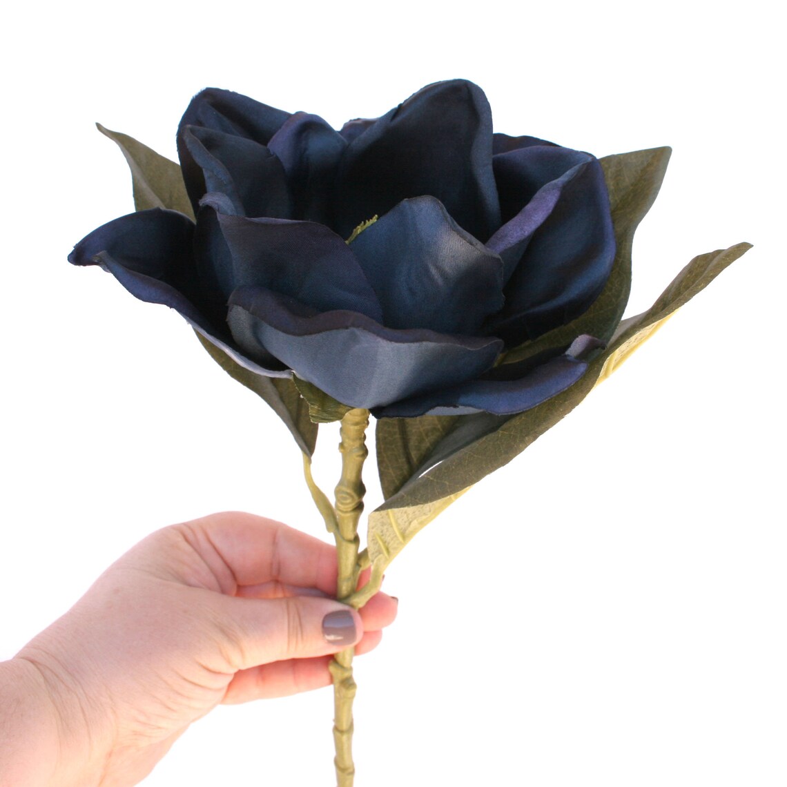 Navy Blue Magnolia With or Without Stem - Artificial Flower, Silk ...