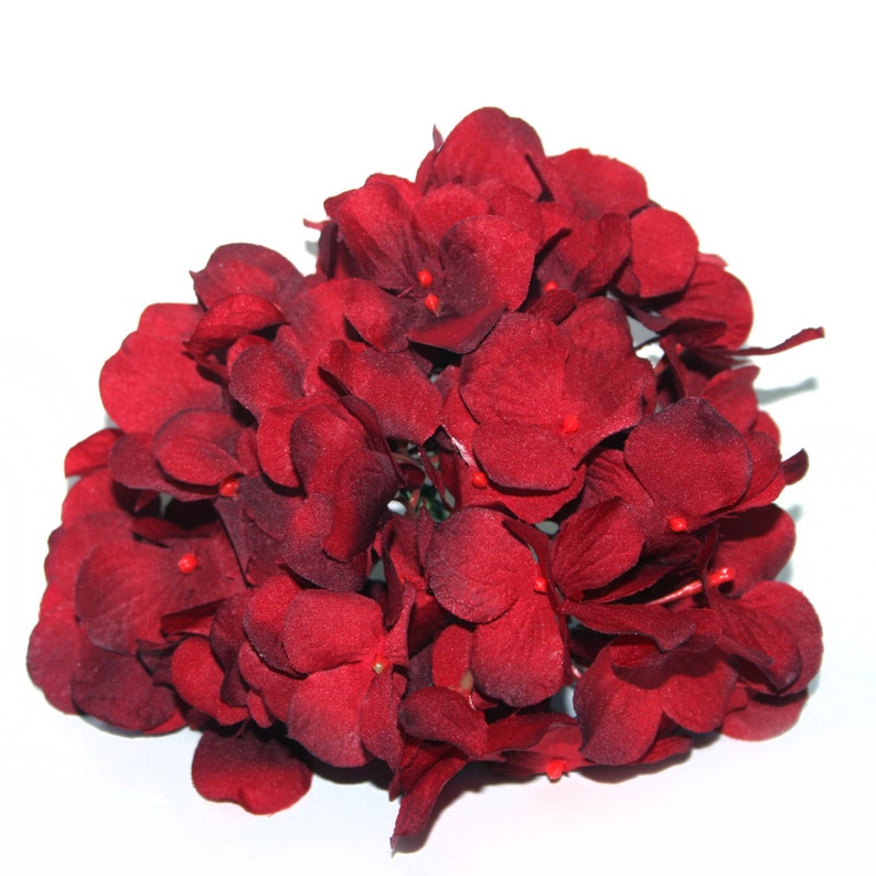 Deep Rich Red Hydrangea Bunch Full Head Artificial | Etsy