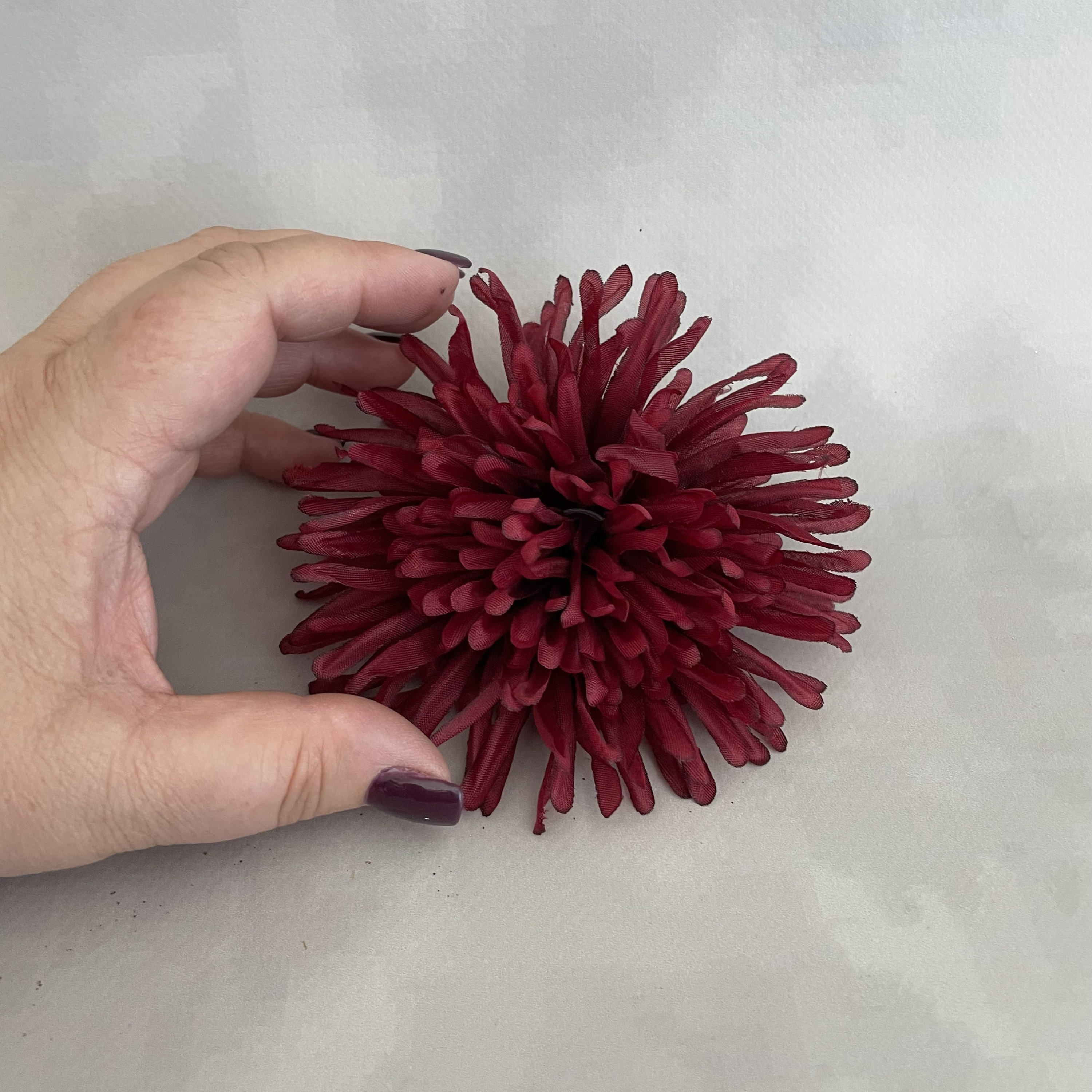 Burgundy Spider Mum - Artificial Flowers, Silk Flower Heads - 3.5 ...