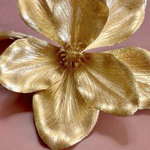 Glitter Gold Magnolia Clip - Artificial Flower, Christmas Flower, Tree ...