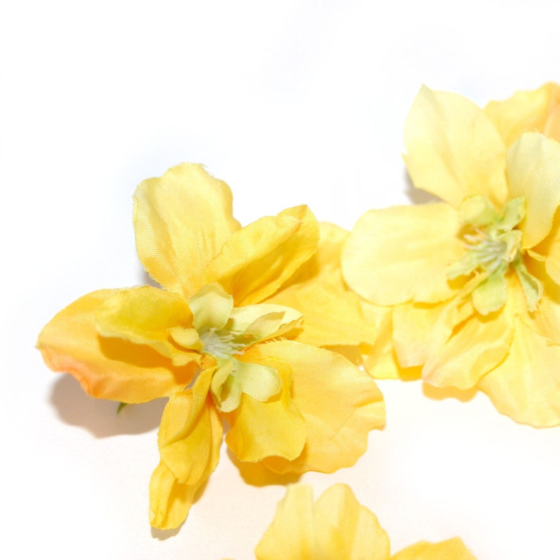 5 Two-tone Yellow Delphinium 3 4 Layers Silk Flowers - Etsy