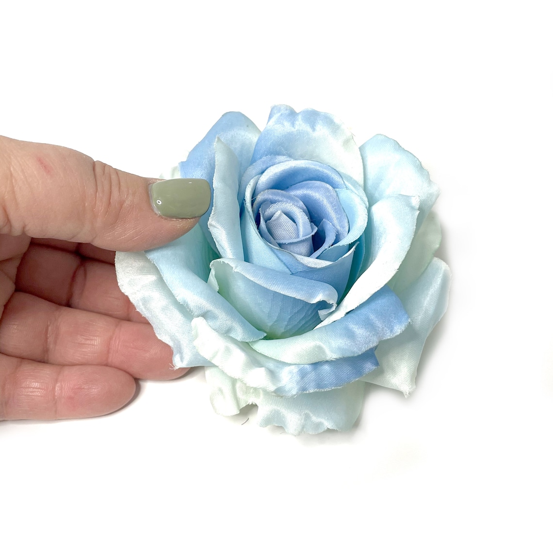 Light Blue Rose With Curled Petals Artificial Flower Silk - Etsy
