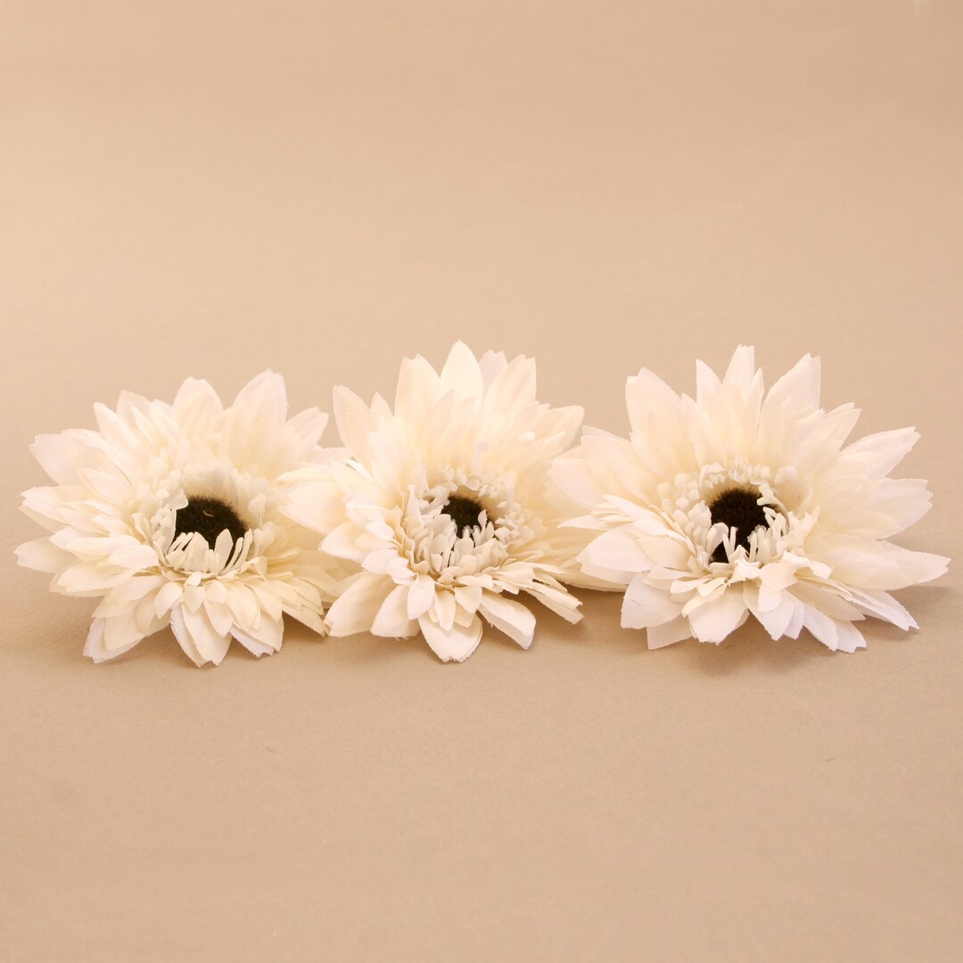 3 Creamy White Spider Daisy Flower Heads - Artificial Flower, Silk ...
