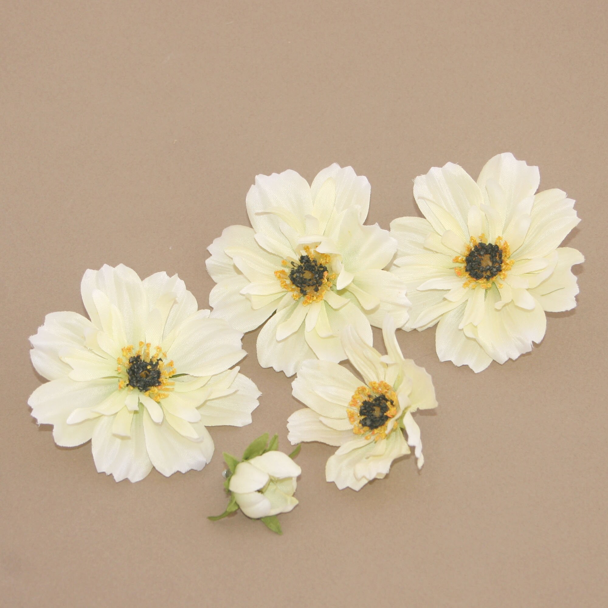 5 Pale Yellow Cream White Cosmos Artificial Flowers Silk - Etsy