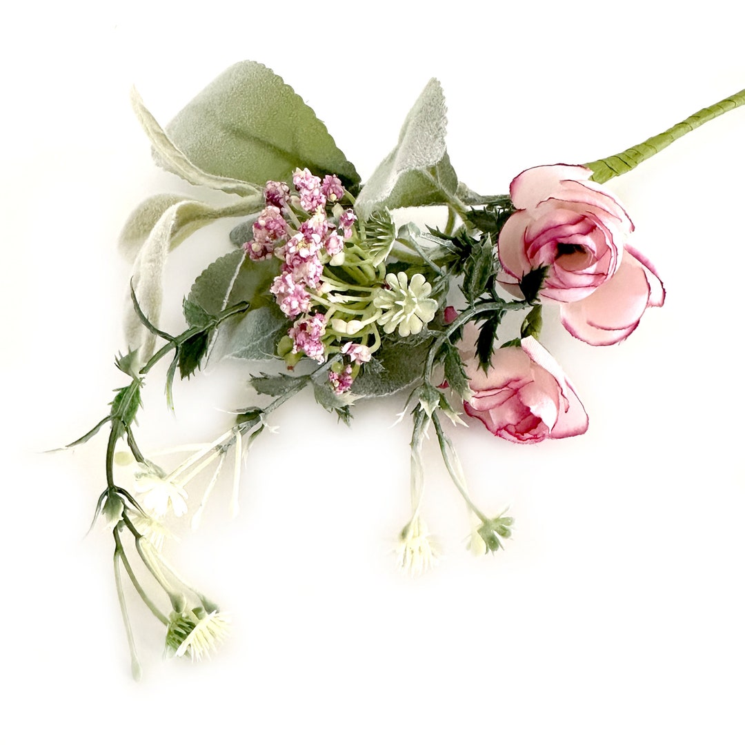 Small Pink Rose Bundle Bouquet - Pink Roses, Greenery - Artificial ...