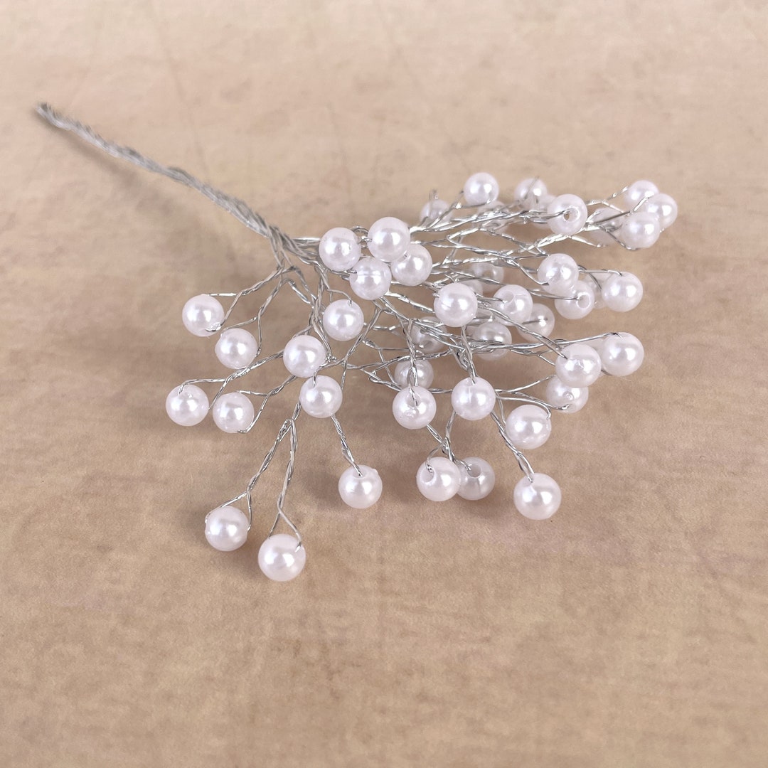 Silver Faceted Small Pearl Pick - Wedding Floral, Holiday Floral - Etsy