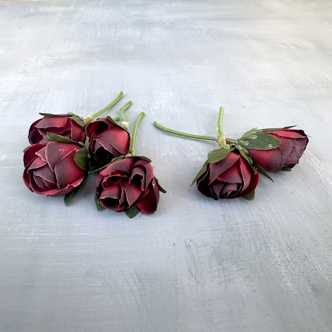 Dark Red Baby Peony Bud Picks - Artificial Silk Flower - Etsy