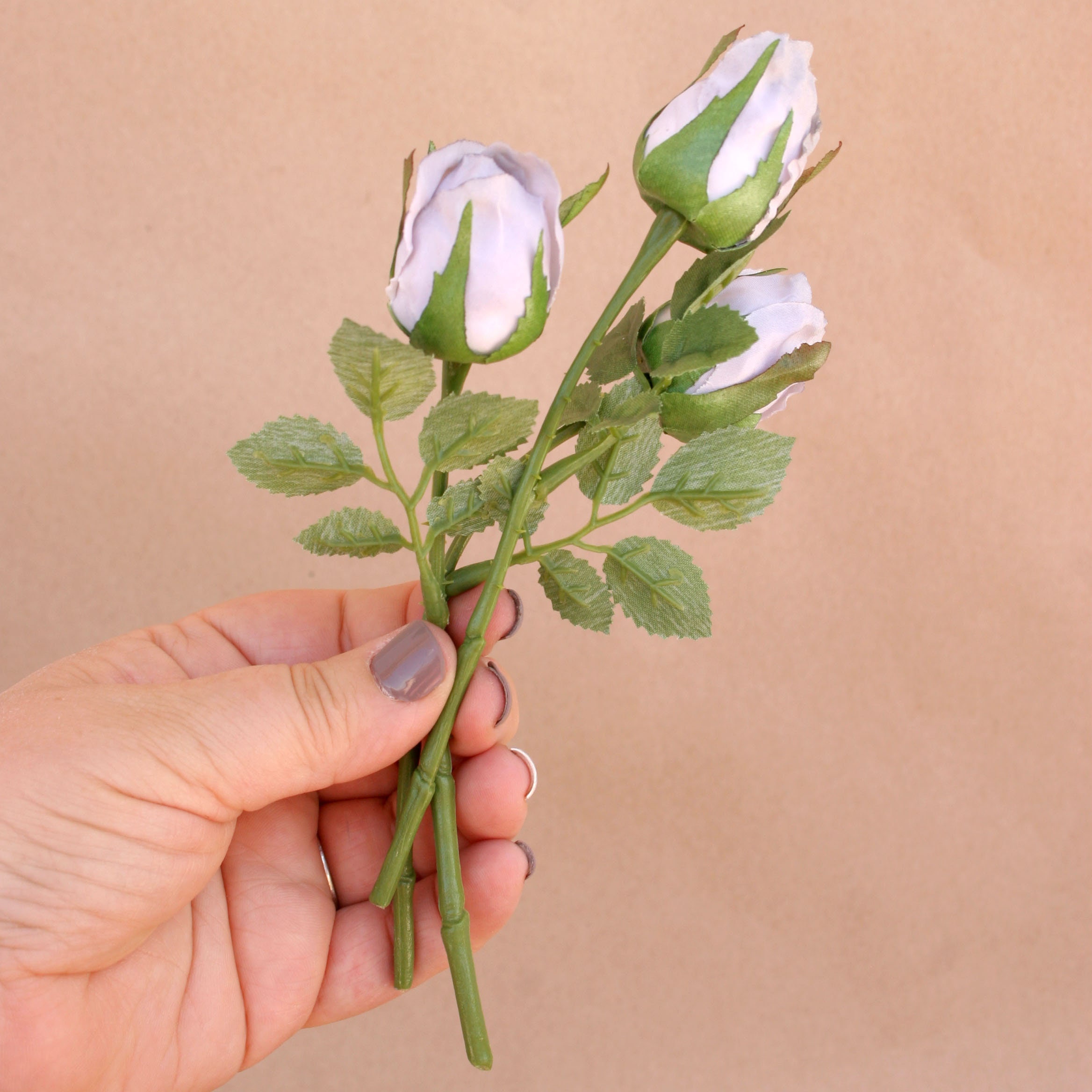 3 Small Light Grey Rose Buds Barely Blooming Artificial | Etsy