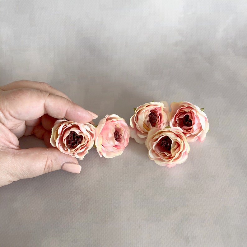 5 Small CREAMY PINK Vintage Inspired Ruffle Ranunculus - Etsy