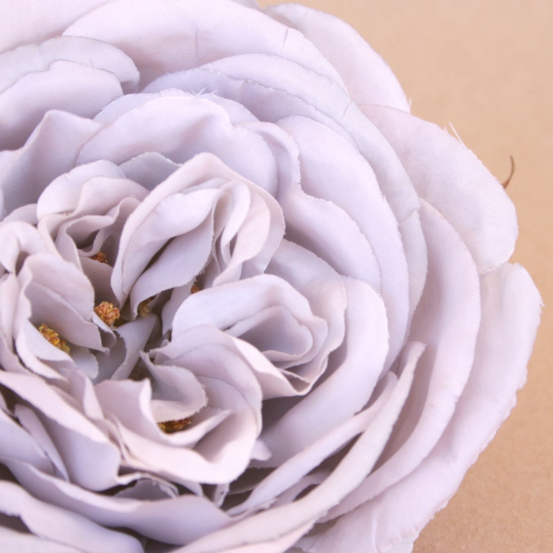 Large Light Gray Cabbage Rose Artificial Flowers Silk | Etsy