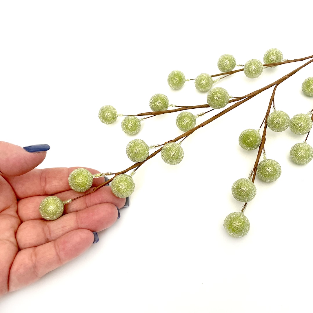 Frosted Shimmer Green Berry Spray Holiday Floral, Christmas Floral - Etsy