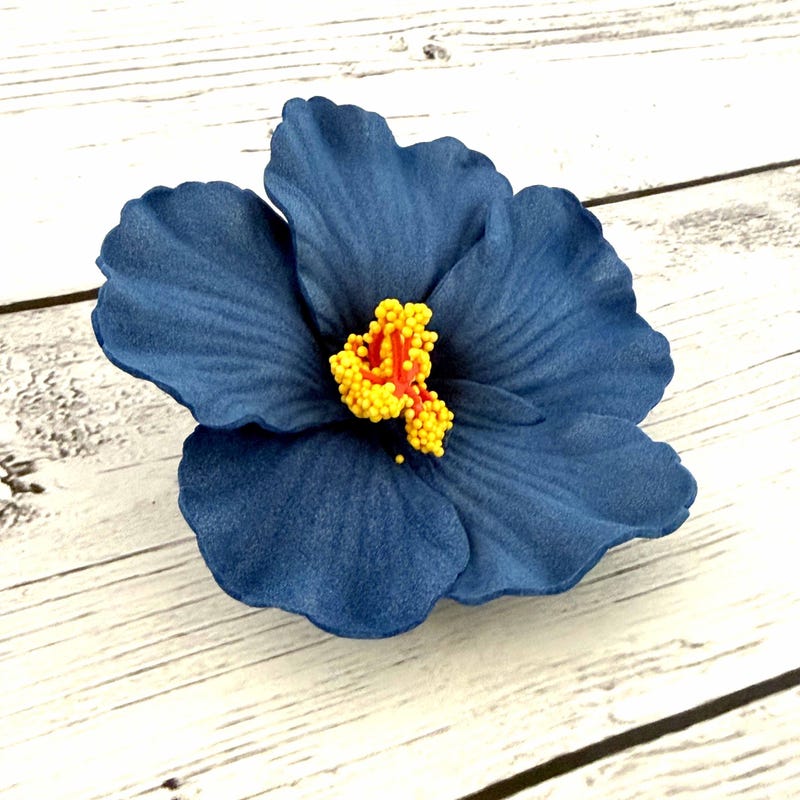 Blue Hibiscus Hair Clip - Etsy