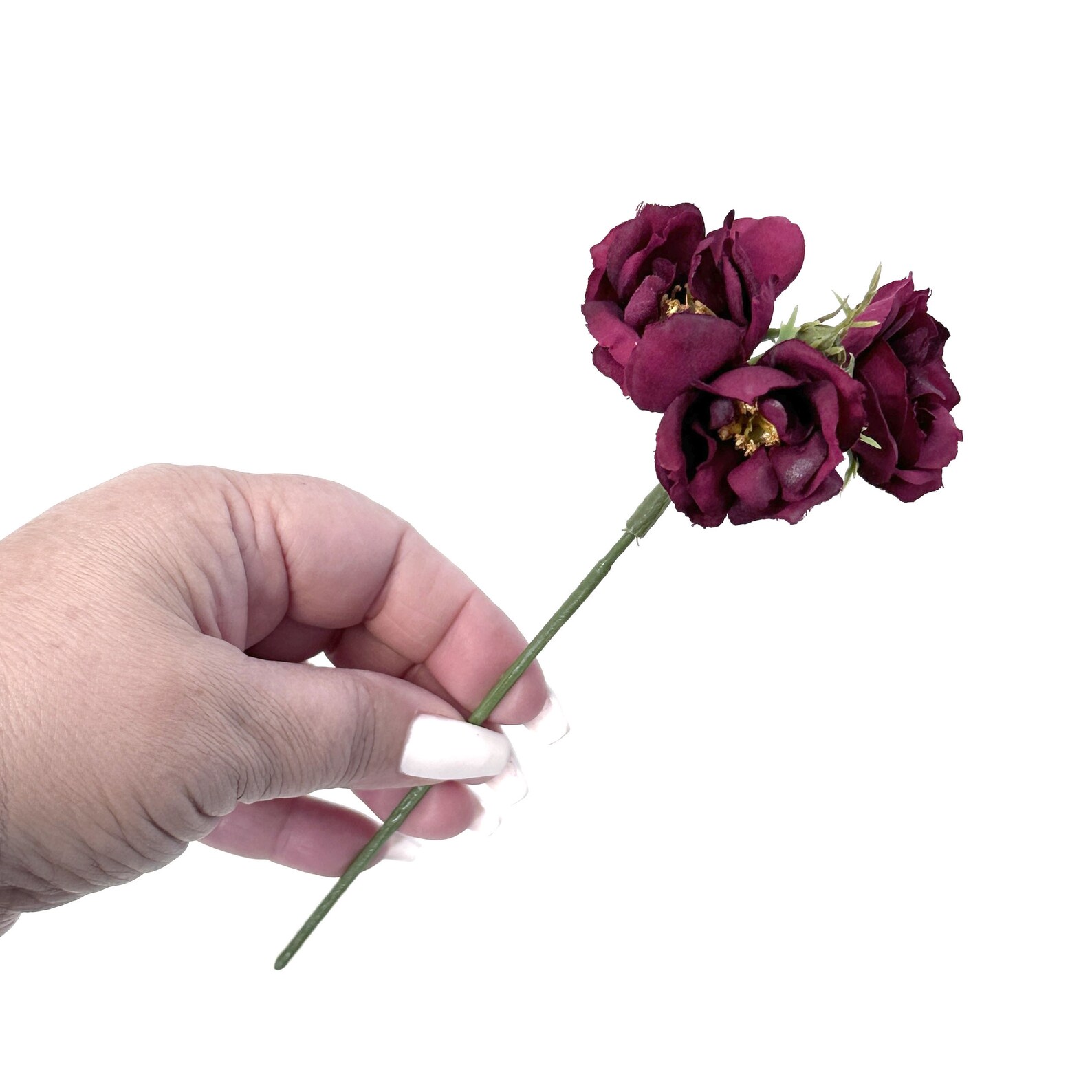 3 Wild Burgundy Garden Rose Pick - Artificial Flowers, Flower Pick - Etsy