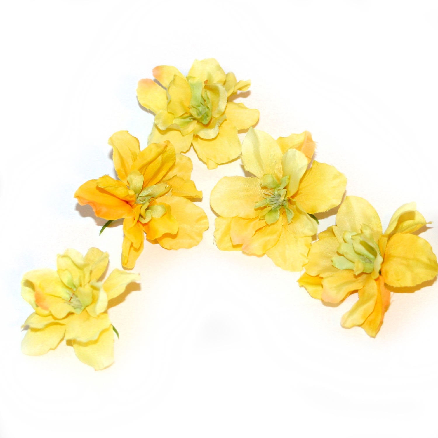 5 Two-Tone Yellow Delphinium 3 4 layers Silk Flowers | Etsy