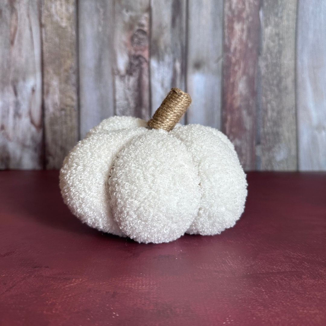 Creamy White Sherpa Pumpkin - Table Topper, Garlands, Wreaths ...