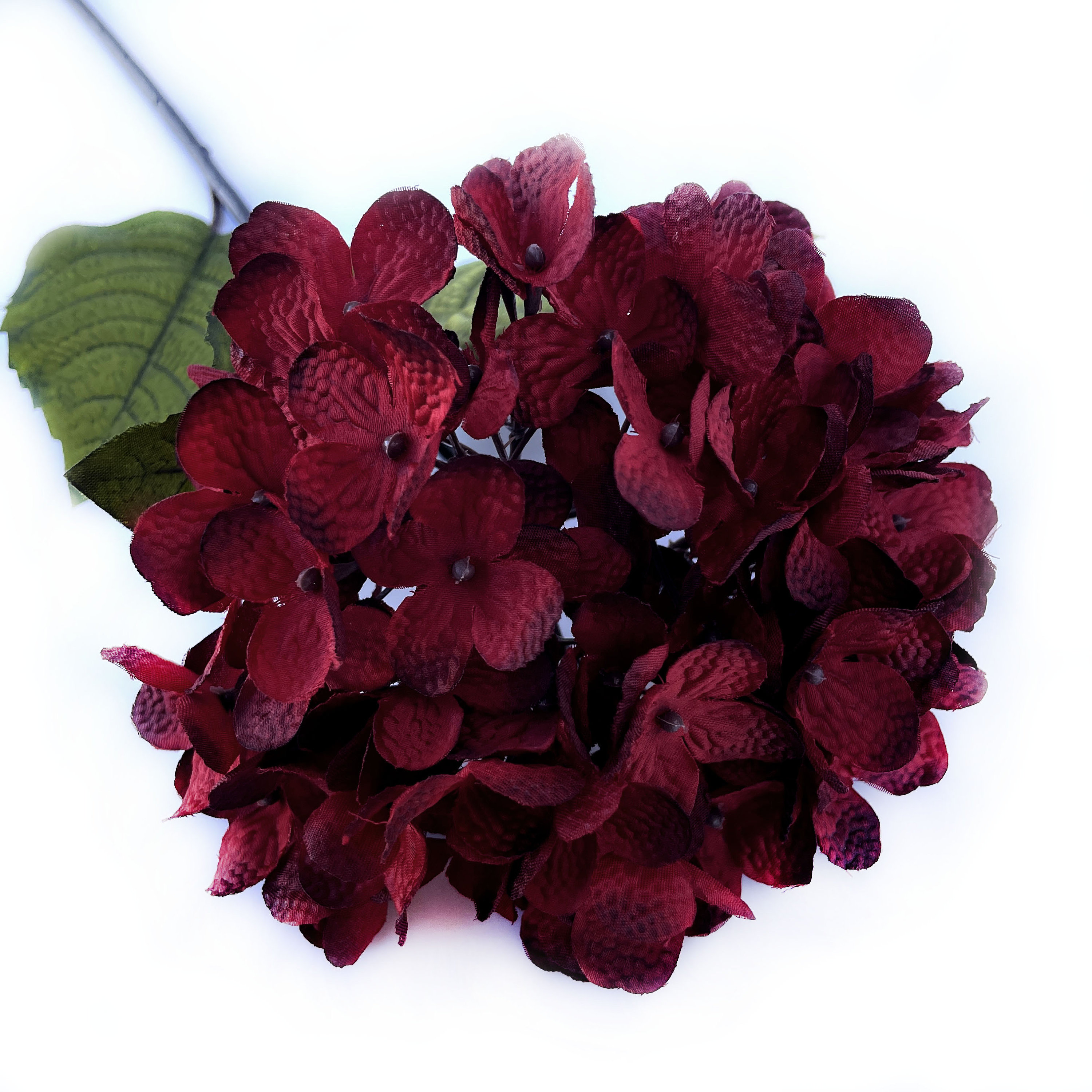 Full Hydrangea Head in Dark Red - Artificial Flowers, Silk Blossoms ...