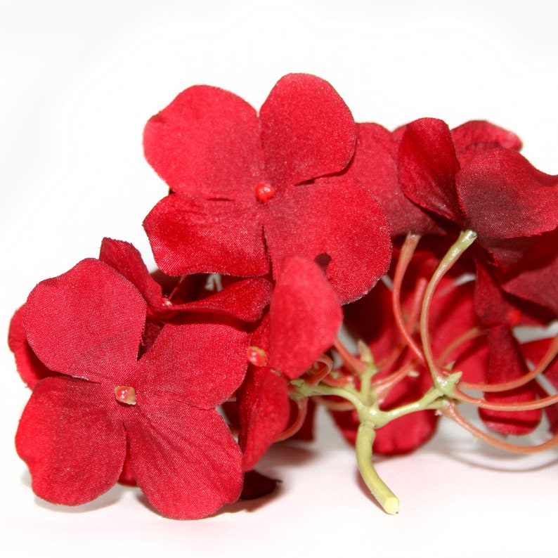 1 Small Deep Rich Red Hydrangea Bunch Artificial Flowers - Etsy