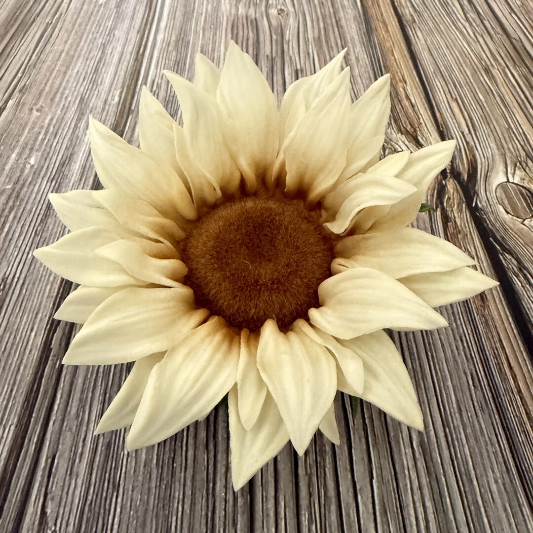 Jumbo Real Touch Cream Sunflower Hair Clip and or Brooch - Artificial ...