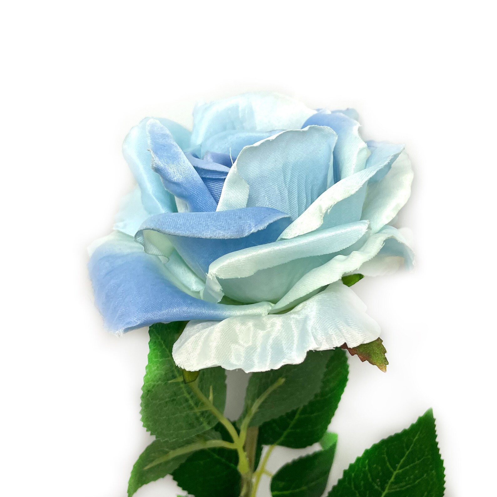 Light Blue Rose With Curled Petals Artificial Flower Silk - Etsy