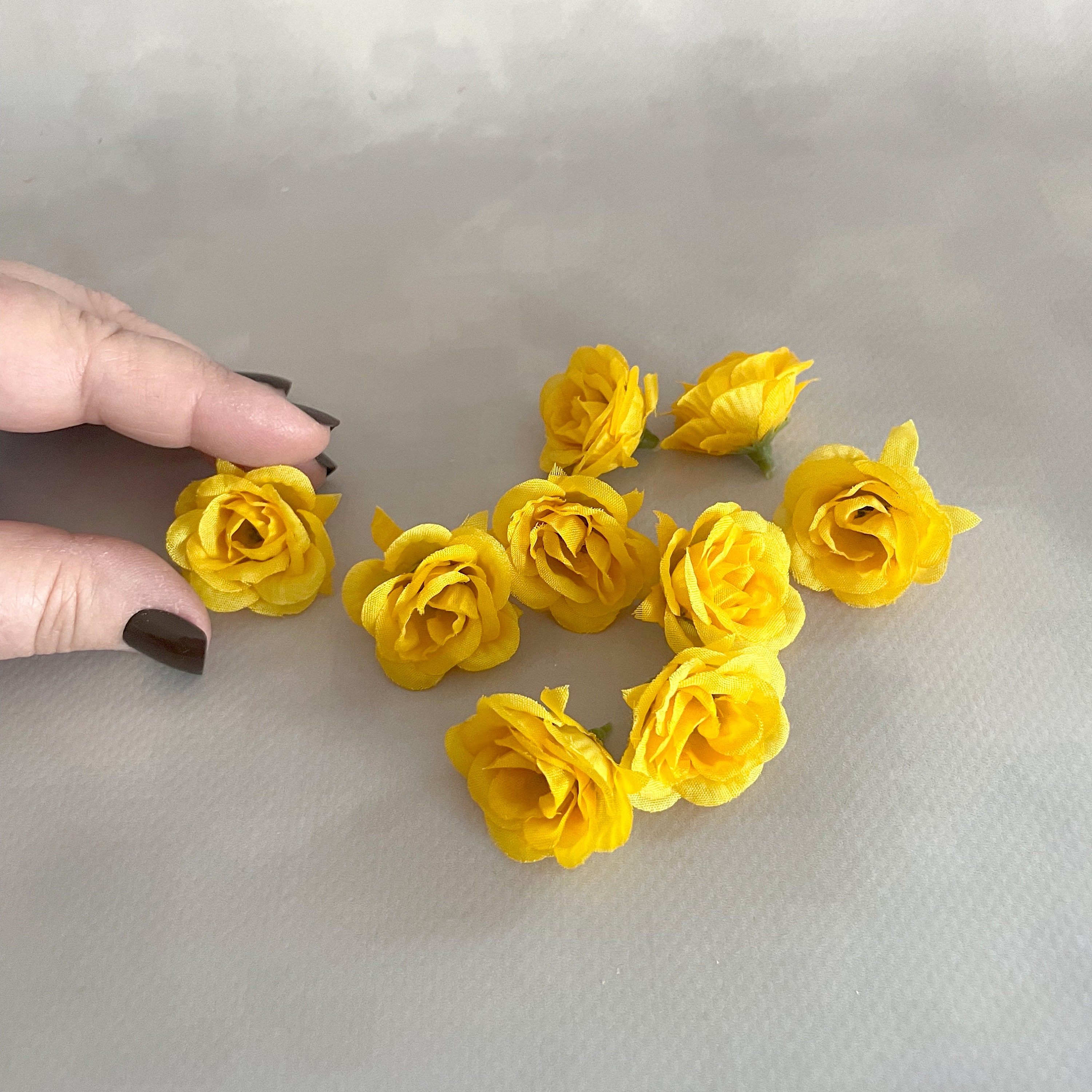 9 Yellow Tea Roses Artificial Flowers Silk Roses Small - Etsy