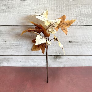 Brown and Cream Maple Leaf Pick - Artificial Leaves 7 Leaves, 3 Inch ...