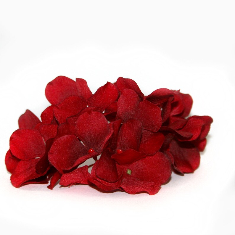 1 Small Deep Rich Red Hydrangea Bunch - Artificial Flowers, Blossoms ...