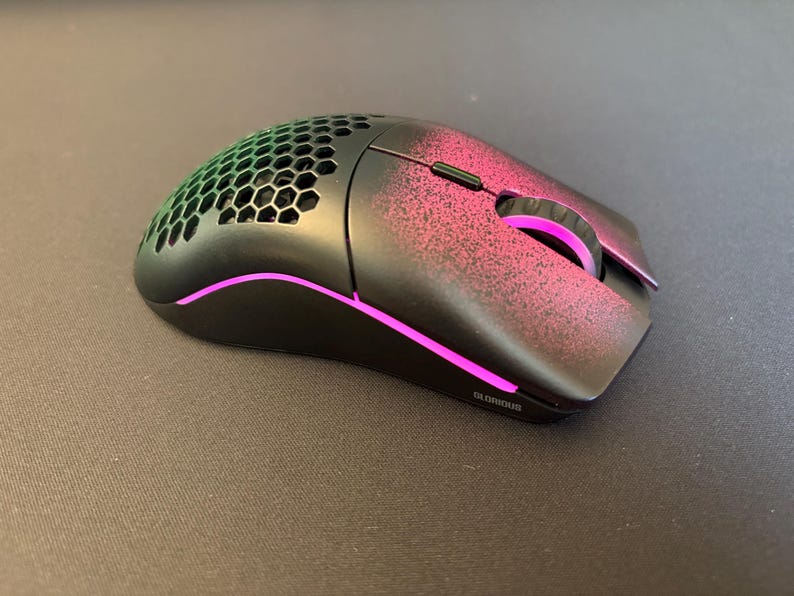 Hand-painted Gaming Mouse - Model O- (68g) With Pink & Green Graffiti ...